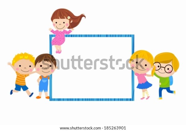 Cute Cartoon Kids Frame Stock Vector (Royalty Free) 185263901