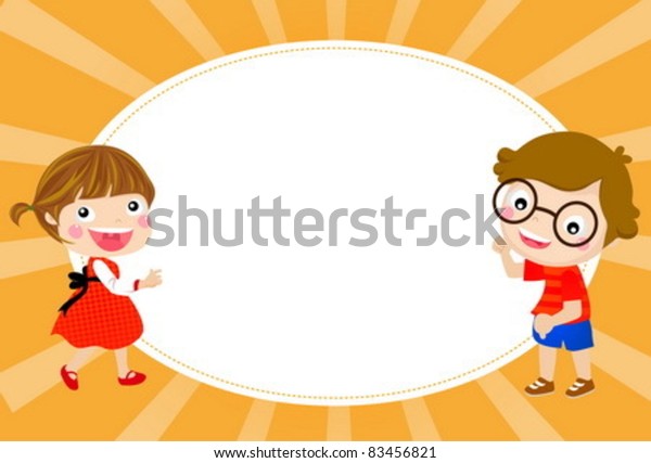 Cute Cartoon Kids Frame Stock Vector (Royalty Free) 83456821 | Shutterstock