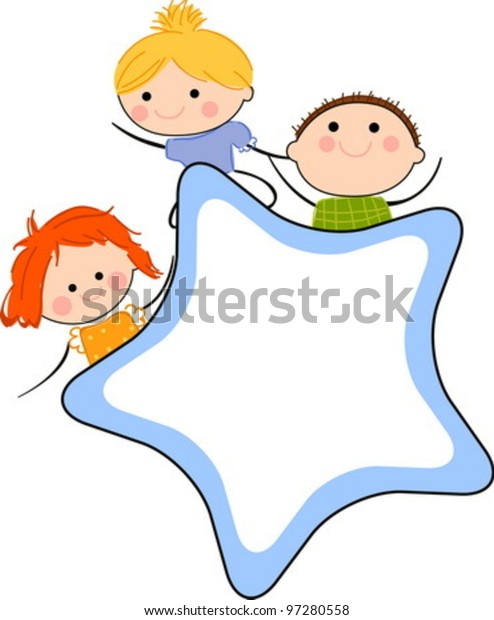 Cute Cartoon Kids Frame Stock Vector (Royalty Free) 97280558 | Shutterstock