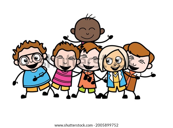 Cute Cartoon Kids Having Fun Together Stock Vector (Royalty Free ...