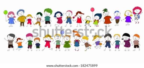 Cute Cartoon Kids Playing Stock Vector (Royalty Free) 182475899 ...