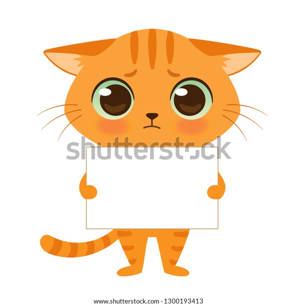 Cute Cartoon Kitten Begging Vector Background Stock Vector (Royalty ...