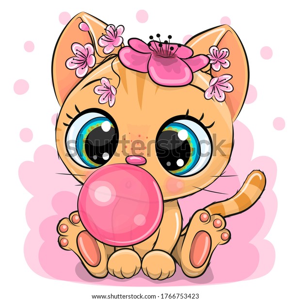 Joli Chaton caricatural avec chaton à : image vectorielle de stock ...