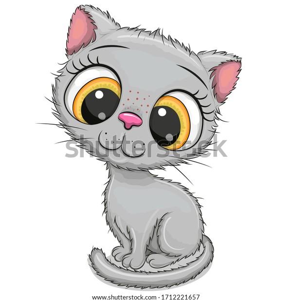 Joli chaton en dessin animé isolé : image vectorielle de stock (libre ...