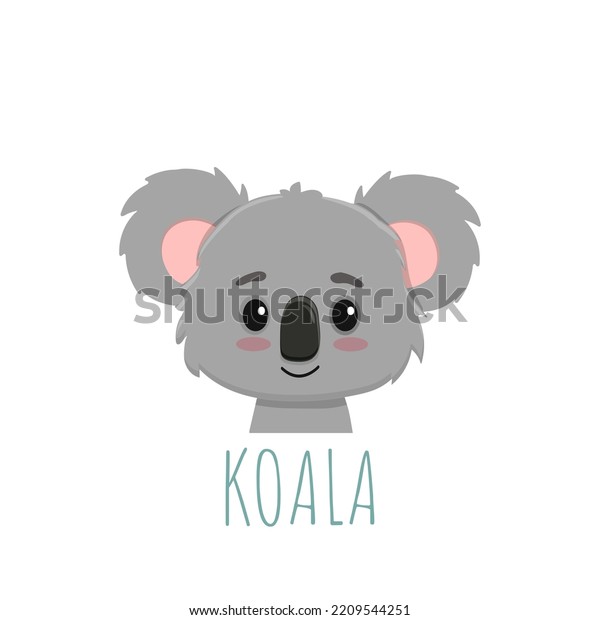 Cute Cartoon Koala Bear Facekoala Iconvector Stock Vector (Royalty Free ...