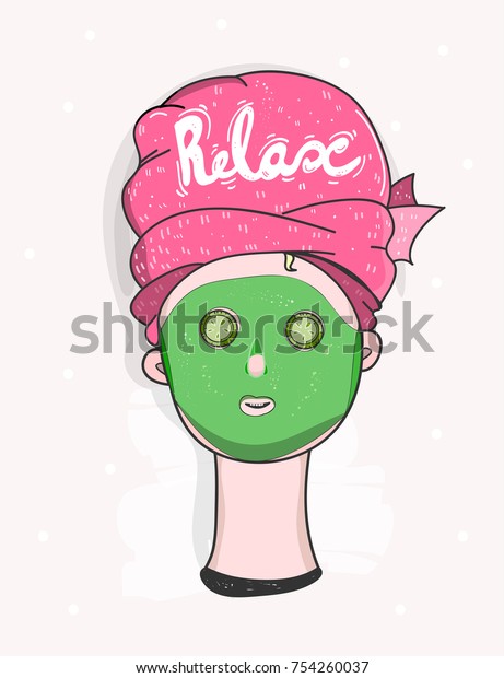 Cute Cartoon Lady During Spa Procedures Stock Vector (Royalty Free ...