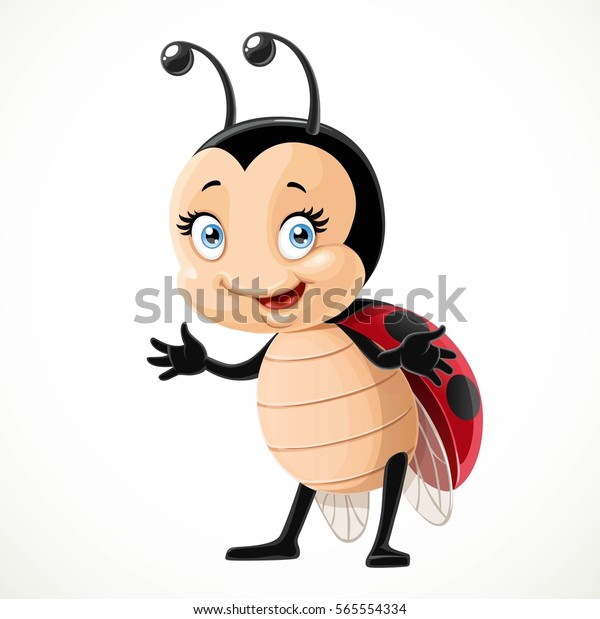 Vector de stock (libre de regalías) sobre Cute Cartoon Ladybug Stand On ...