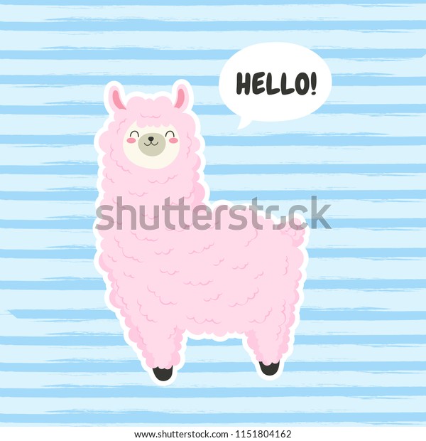 Cute Cartoon Lama Doodle Vector Illustration Stock Vector (Royalty Free ...