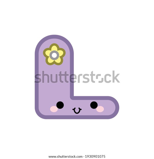 Cute Cartoon Letter L Smiling Face Stock Vector (Royalty Free ...
