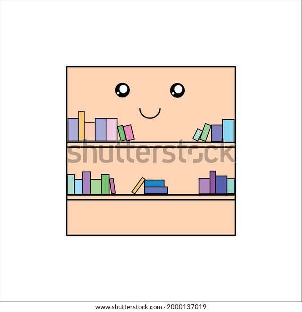 Cute Cartoon Light Brown Bookcase Stock Vector (Royalty Free ...