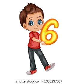 Cute Cartoon Little Boy Holding Number Stock Vector (Royalty Free ... Cute Cartoon Little Boy Holding Number Stock Vector (Royalty Free ...