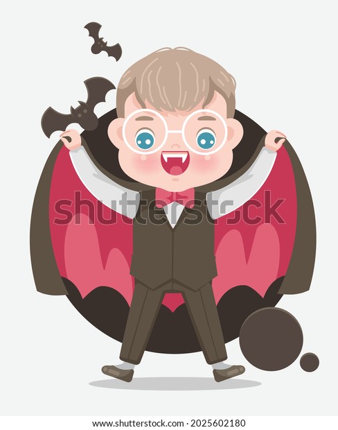 Cute Cartoon Little Boy Vampire Costume Stock Vector (Royalty Free ...