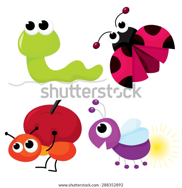 Cute Cartoon Little Bugs Like Worm Stock Vector (Royalty Free) 288352892
