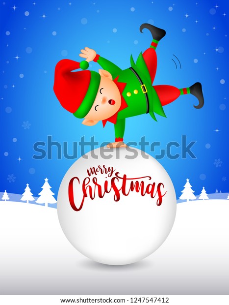 Cute Cartoon Little Elf Snow Ball Stock Vector (Royalty Free ...