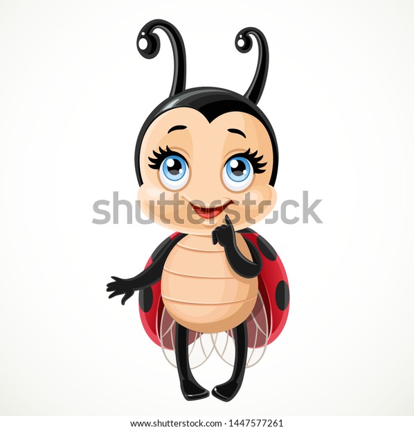 Cute Cartoon Little Ladybug Stand On Stock Vector (Royalty Free ...
