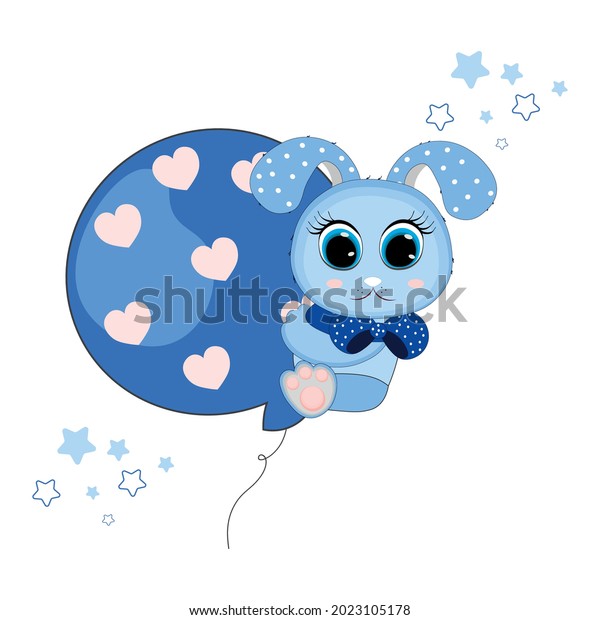 Cute Cartoon Little Rabbit Boy Floating Stock Vector (Royalty Free ...