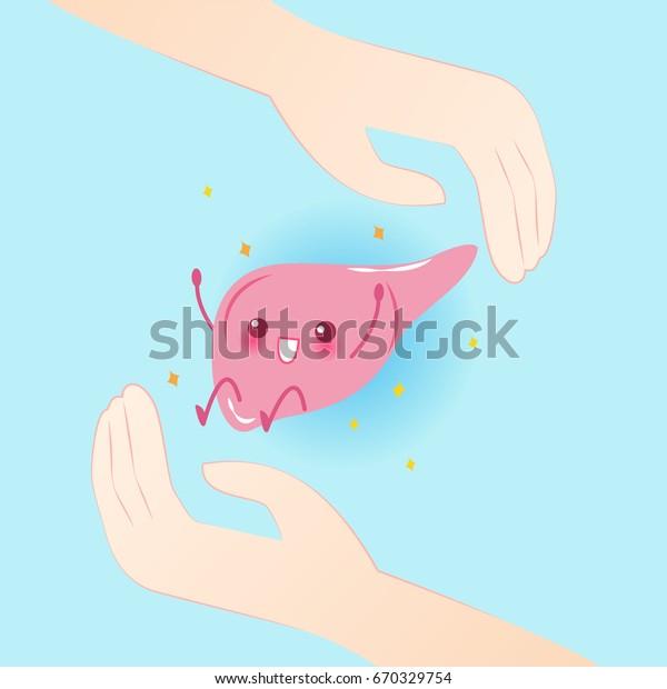 Cute Cartoon Liver Hand On Blue Stock Vector (Royalty Free) 670329754 ...