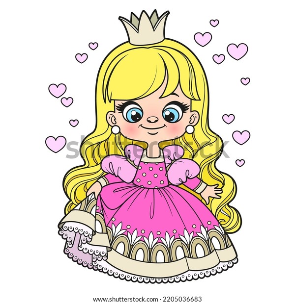 Cute Cartoon Long Haired Princess Girl Stock Vector (Royalty Free ...