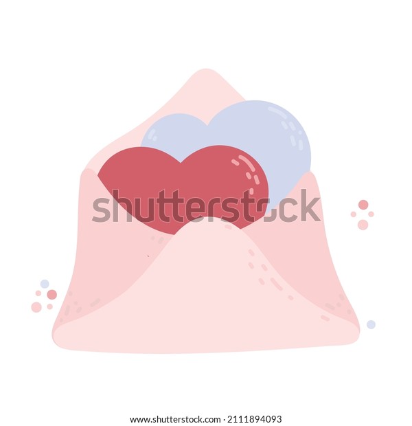 Cute Cartoon Love Letter Envelope Heart Stock Vector (Royalty Free ...