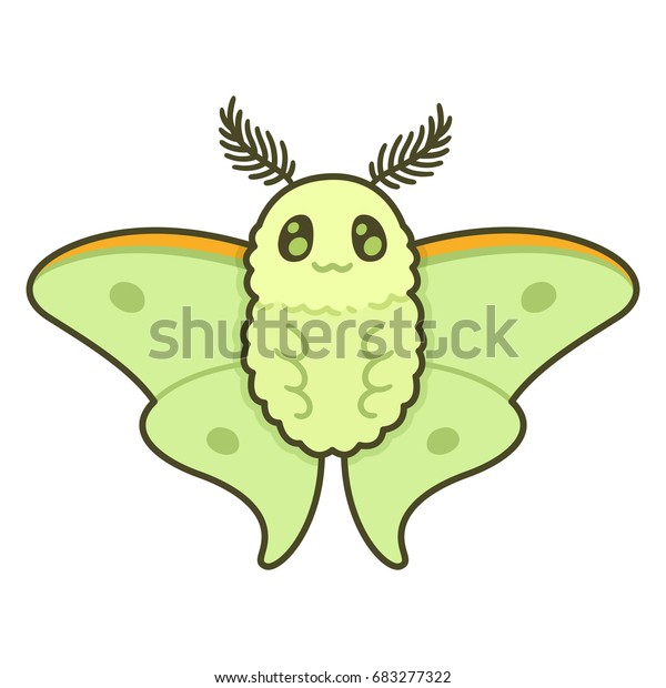 Cute Cartoon Luna Moth Funny Vector Stock Vector (Royalty Free ...
