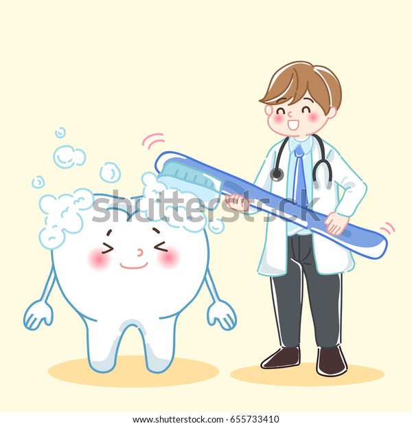 Cute Cartoon Man Dentist Teach Tooth Stock Vector (Royalty Free ...