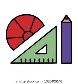 Line Drawing Cartoon Maths Kit Stock Illustration 1376847503