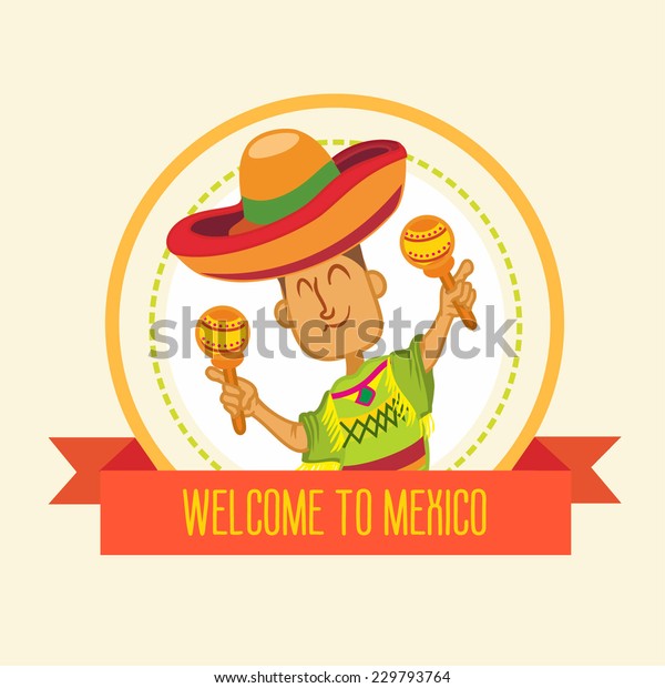 Cute Cartoon Mexican Logo Element Illustration Stock Vector (Royalty ...