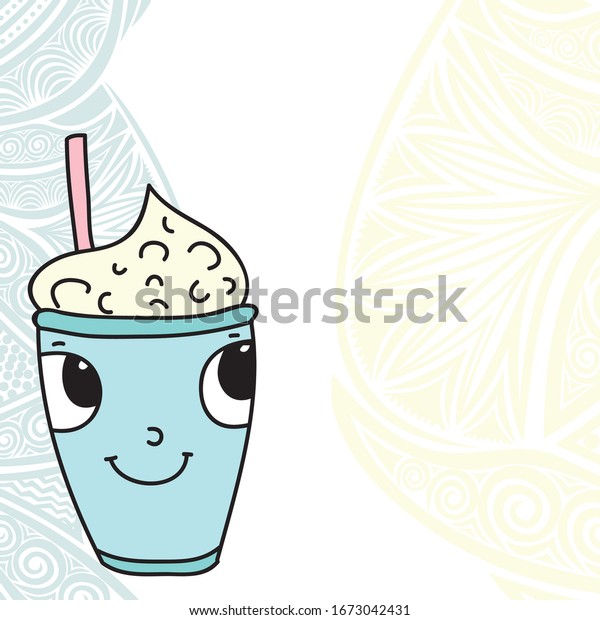 Cute Cartoon Milk Shake Vector Illustration Stock Vector (Royalty Free ...