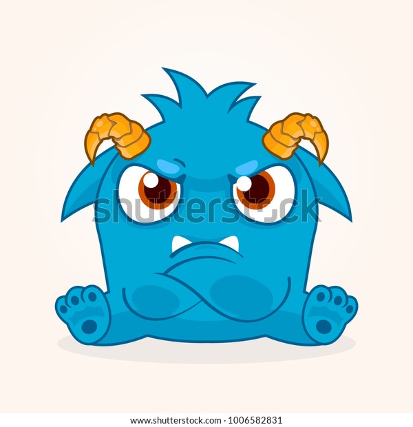 Cute Cartoon Monster Grumpy Monster Illustration Stock Vector (Royalty ...