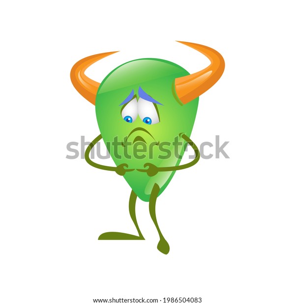 Cute Cartoon Monster Sad Face Fit Stock Vector (Royalty Free) 1986504083