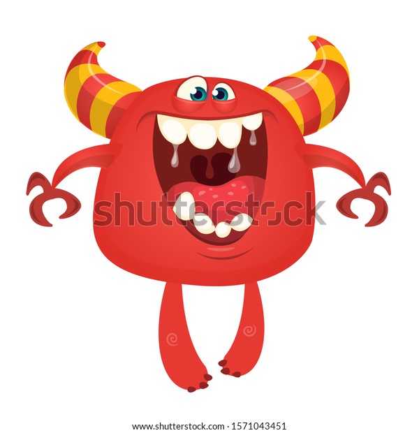 Cute Cartoon Monster Smiling Vector Illustration 스톡 벡터(로열티 프리 ...