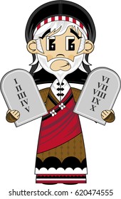 Cute Cartoon Moses Ten Commandments Stock Vector (Royalty Free) 620474555