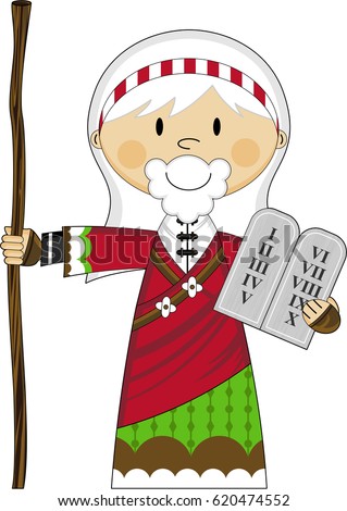 Cute Cartoon Moses Ten Commandments Stock Vector (Royalty Free ...
