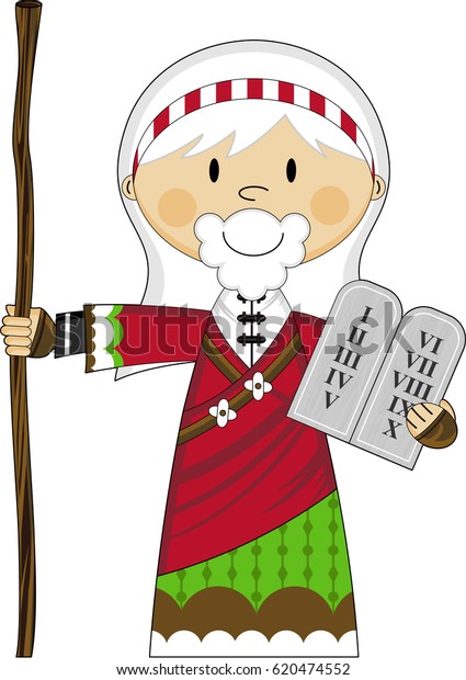 Cute Cartoon Moses Ten Commandments Stock Vector (Royalty Free ...