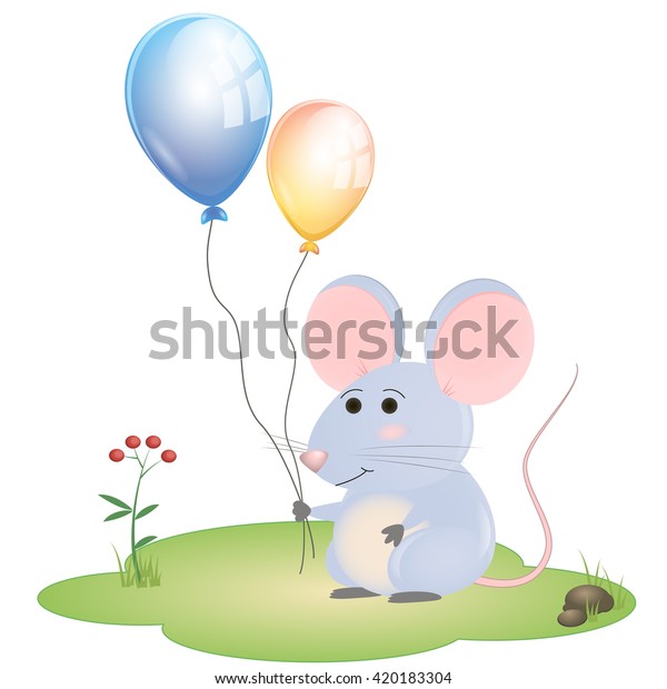 Cute Cartoon Mouse Balloons Stock Vector (Royalty Free) 420183304