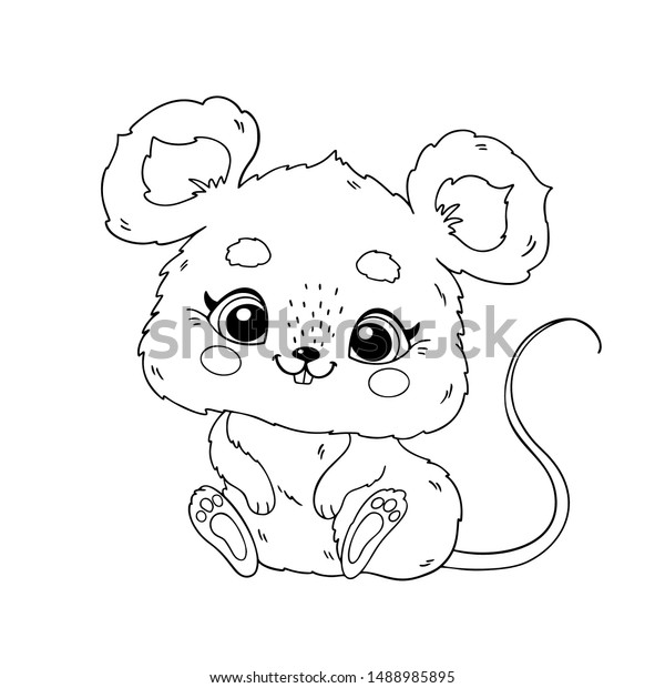 Cute Cartoon Mouse Coloring Book Page Stock Vector (Royalty Free ...