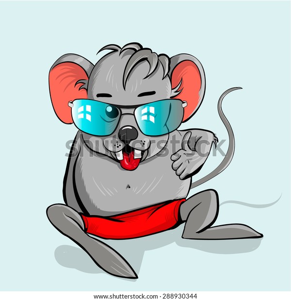 Cute Cartoon Mouse Glasses Cartoon Style Stock Vector Royalty Free 288930344