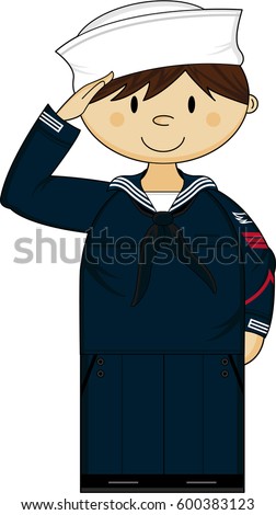 Cute Cartoon Navy Sailor Stock Vector (Royalty Free) 600383123 ...