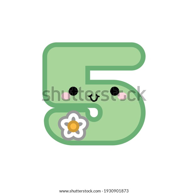 Cute Cartoon Number 5 Smiling Face Stock Vector (Royalty Free ...