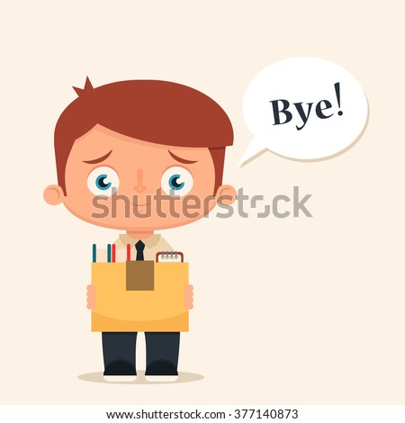 Cute Cartoon Office Worker Leaving His เวกเตอร์สต็อก (ปลอดค่าลิขสิทธิ์ ...