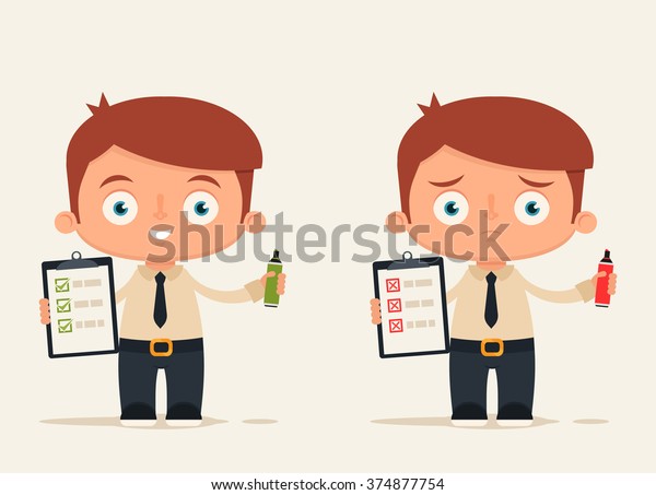 Cute Cartoon Office Workers Checklist Vector Stock Vector (Royalty Free ...