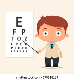 Cute Cartoon Ophthalmologist Testing Visual Acuity: เวกเตอร์สต็อก (ปลอด ...