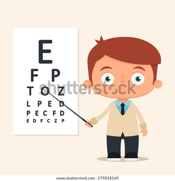 Cute Cartoon Ophthalmologist Testing Visual Acuity: เวกเตอร์สต็อก (ปลอด ...