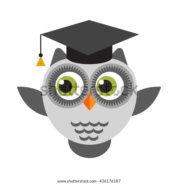 Cute Cartoon Owl Graduation Cap Stock Vector (Royalty Free) 436176187