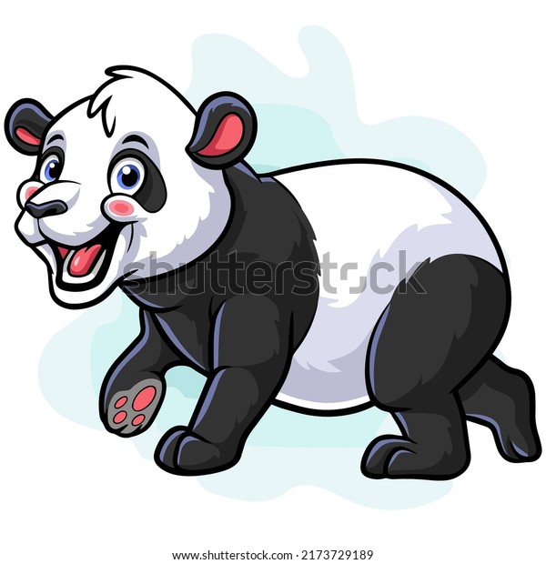 Cute Cartoon Panda Being Happy Isolated Stock Vector (Royalty Free ...
