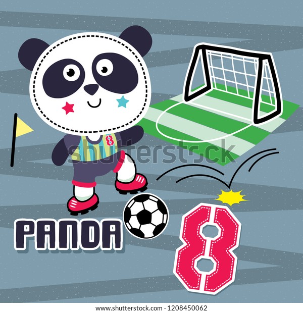 Cute Cartoon Panda Boy Soccer Player Stock Vector (Royalty Free) 1208450062