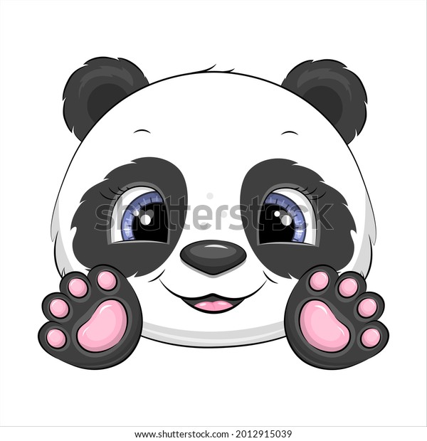 Cute Cartoon Panda Head Paws Vector Stock Vector (Royalty Free ...