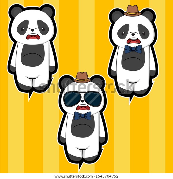 Cute Cartoon Panda Yellow Background Stock Vector (Royalty Free ...