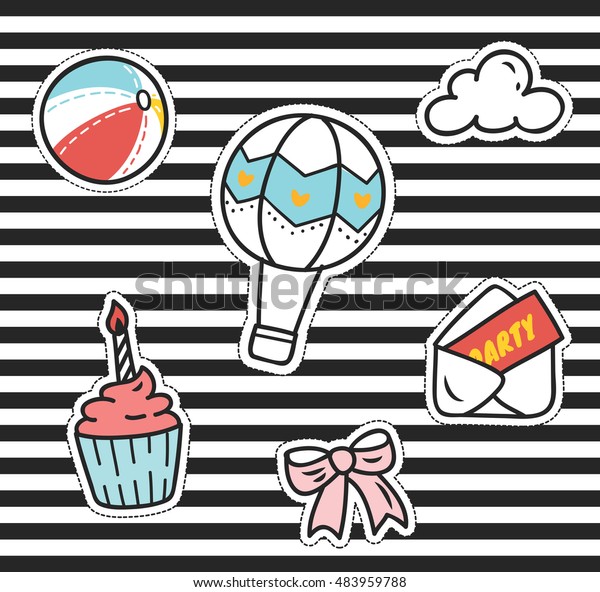 Cute Cartoon Patch Collection Stock Vector (Royalty Free) 483959788 ...