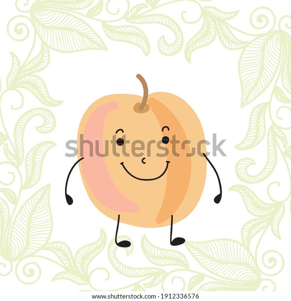 Cute Cartoon Peach Vector Illustration Stock Vector (Royalty Free ...